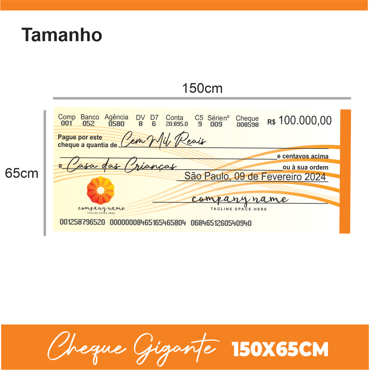 CHEQUE GIGANTE PARA PREMIAÇÃO 150x50 CM – Maxi Propaganda