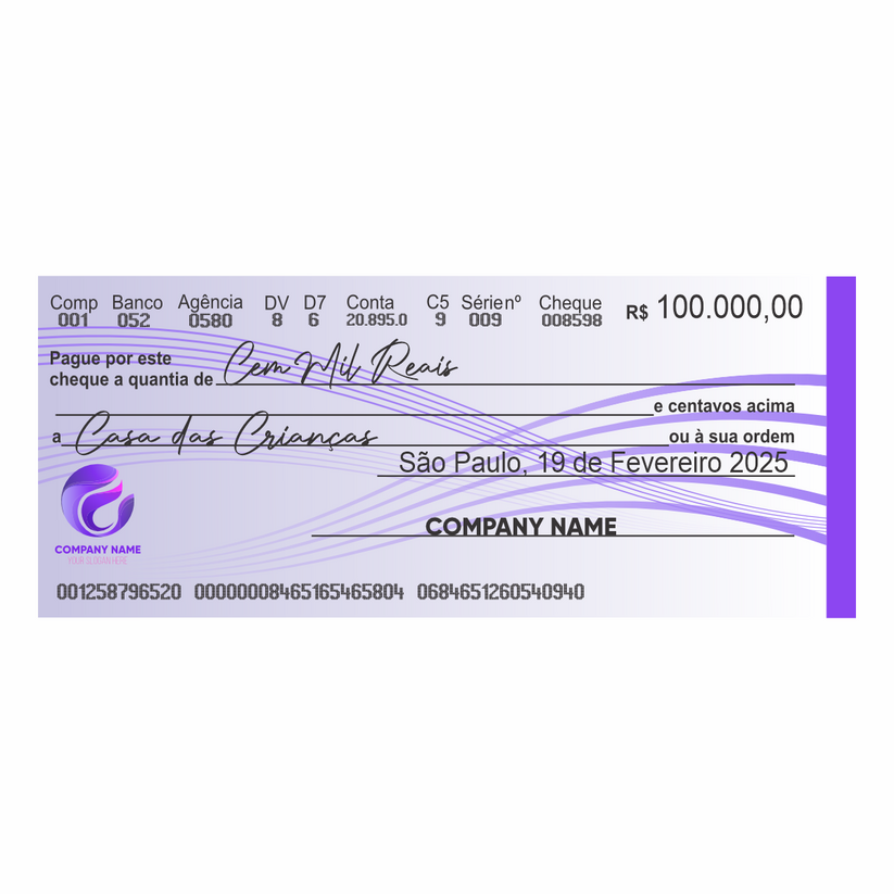 CHEQUE GIGANTE PARA PREMIAÇÃO – Maxi Propaganda